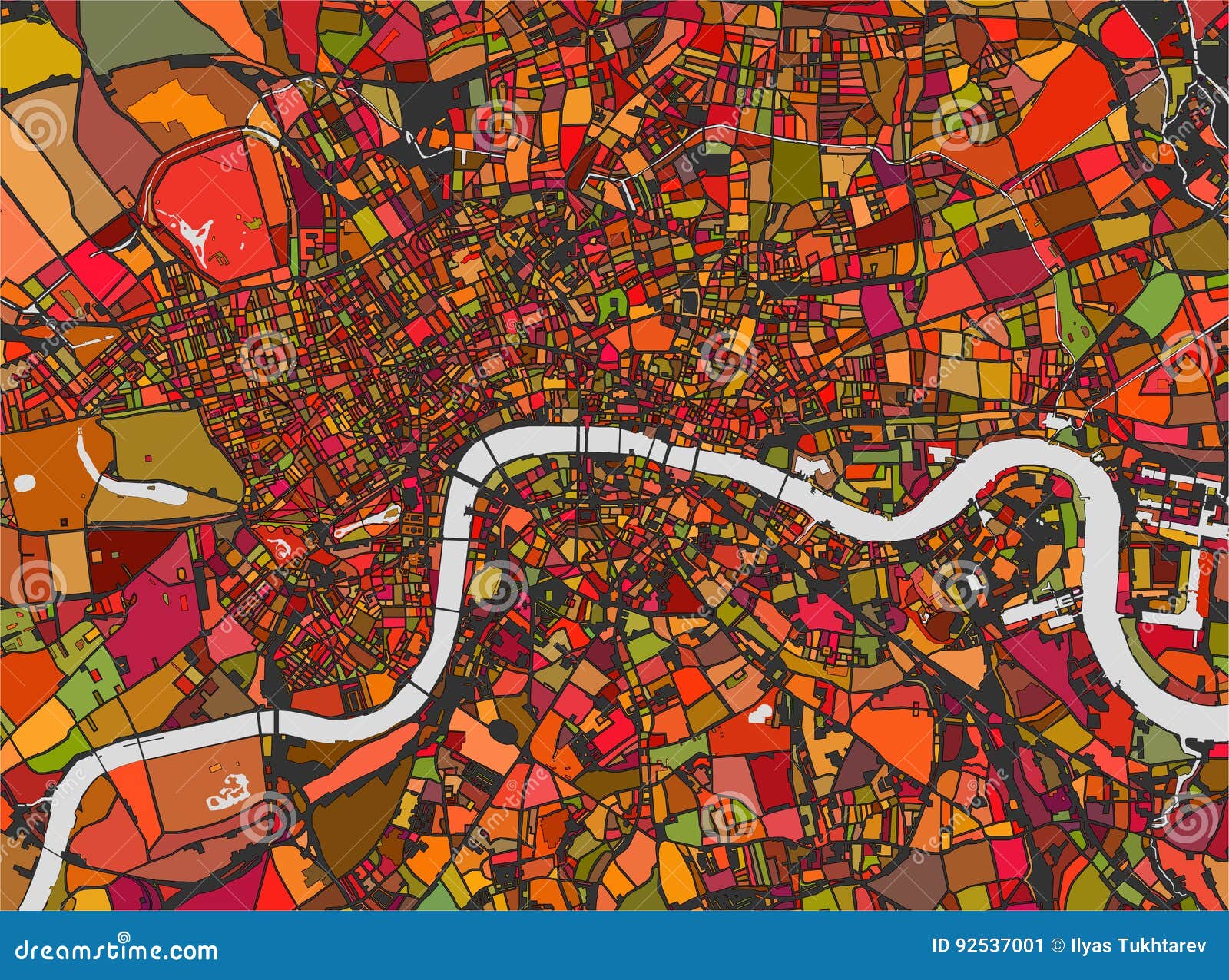 Map of the City of London, Great Britain Stock Illustration ...