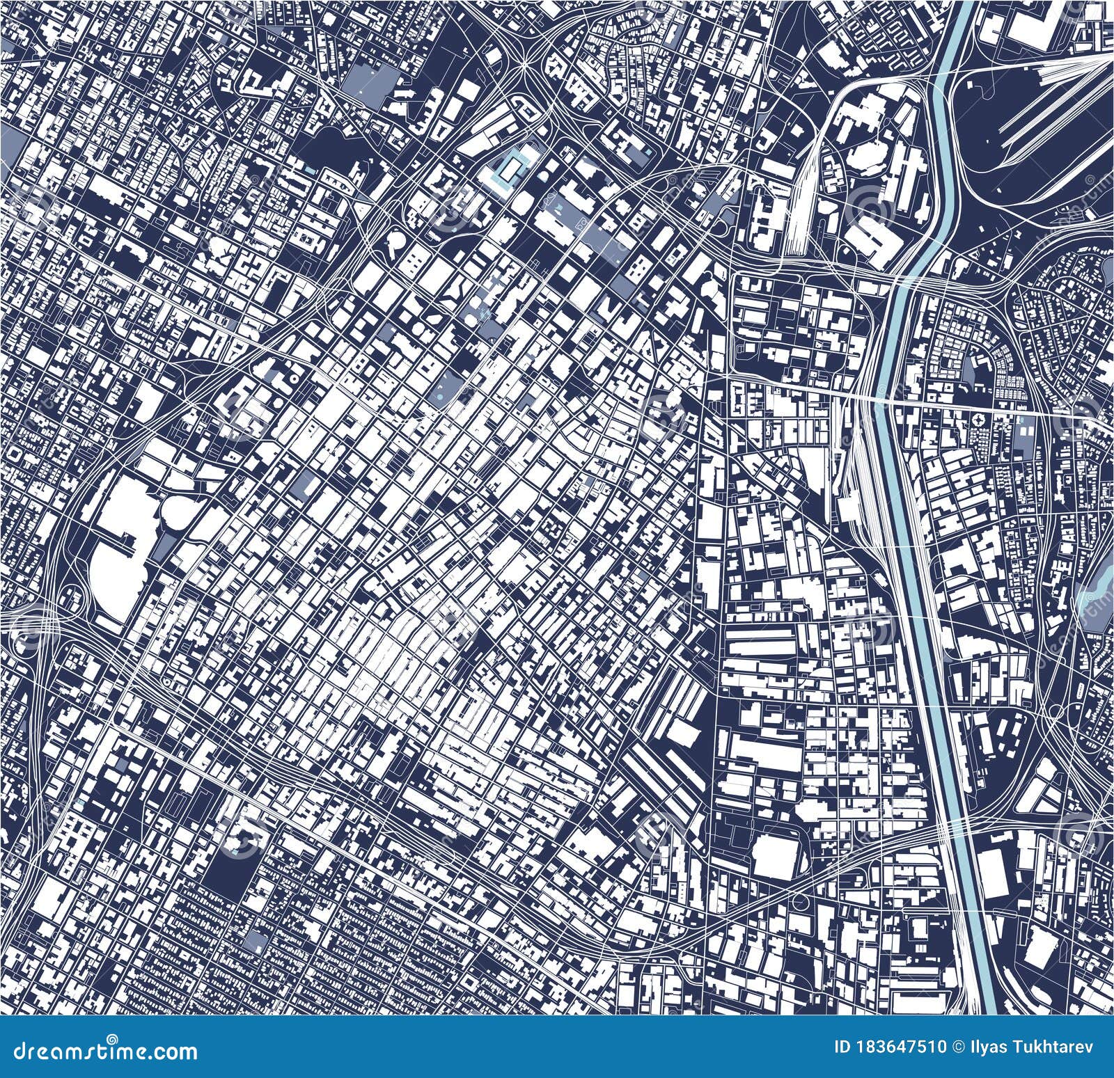 Map of the City of Los Angeles, USA Stock Illustration - Illustration ...