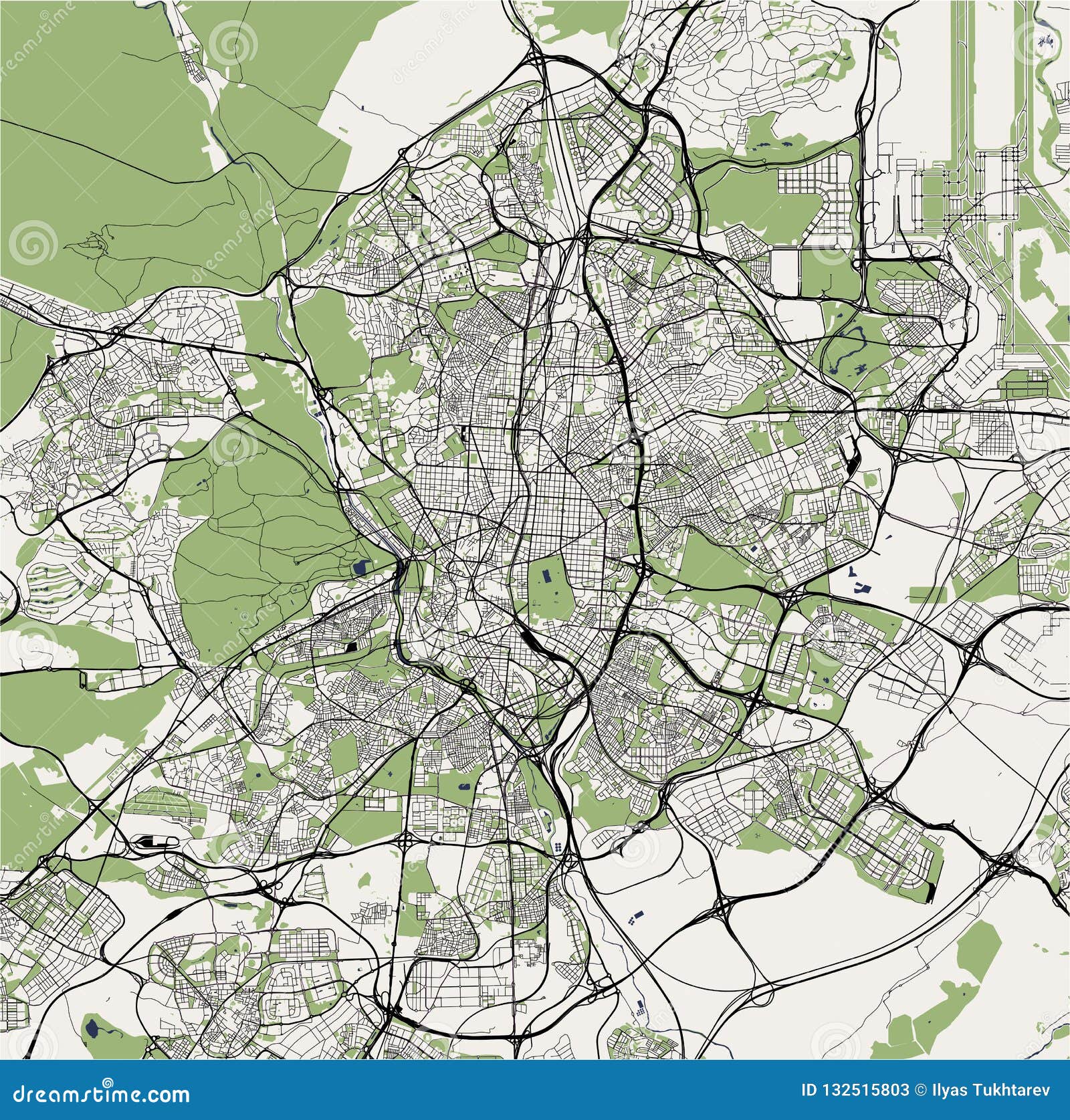 Map of the City of Madrid, Spain Stock Vector - Illustration of planing ...