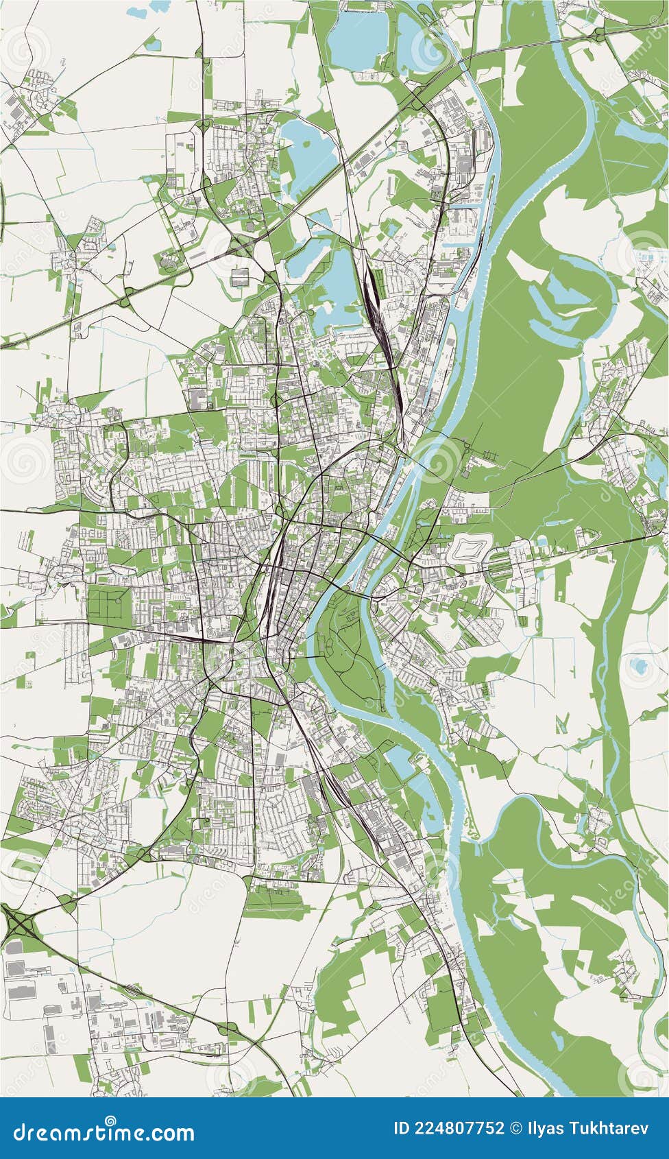 Map of the City of Magdeburg, Germany Stock Vector - Illustration of ...