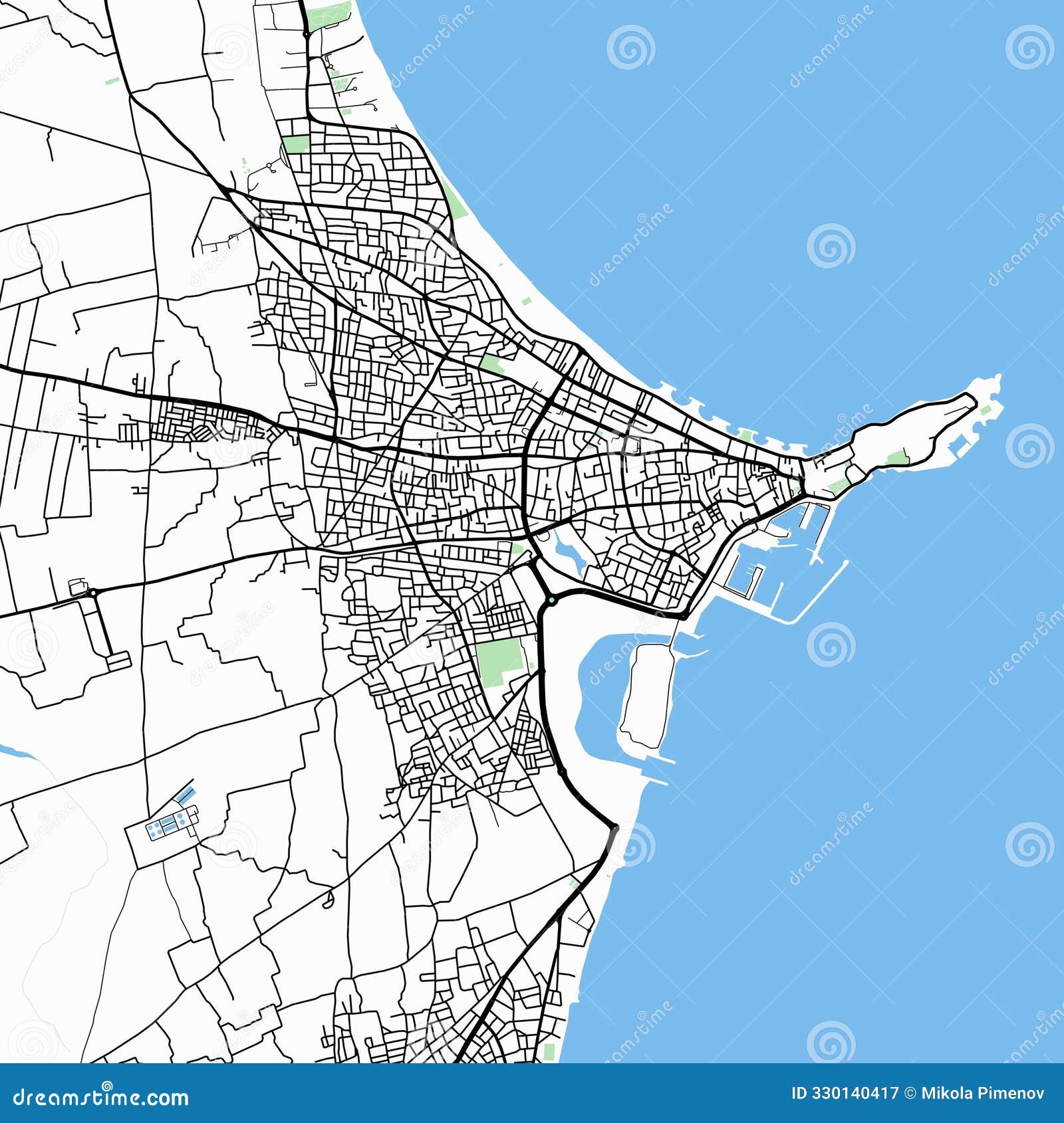 Map of the city of Mahdia. stock illustration. Illustration of artwork ...