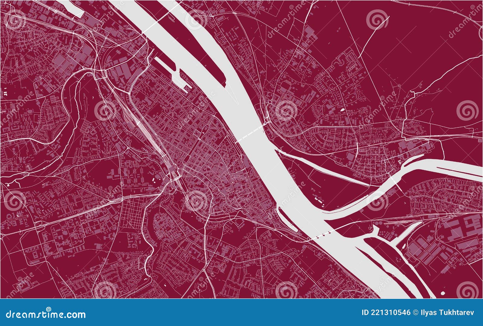 Map of the City of Mainz, Germany Stock Vector - Illustration of park ...