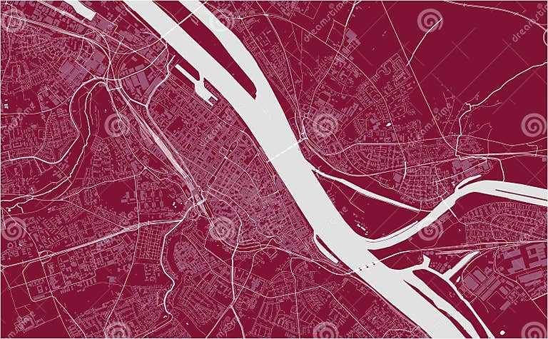 Map of the City of Mainz, Germany Stock Vector - Illustration of park ...