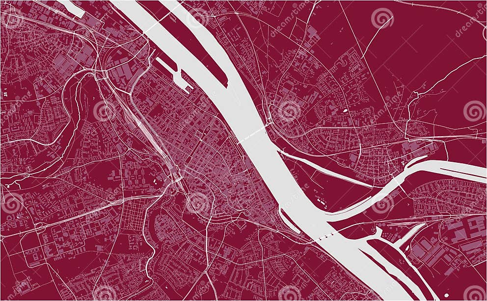 Map of the City of Mainz, Germany Stock Vector - Illustration of park ...