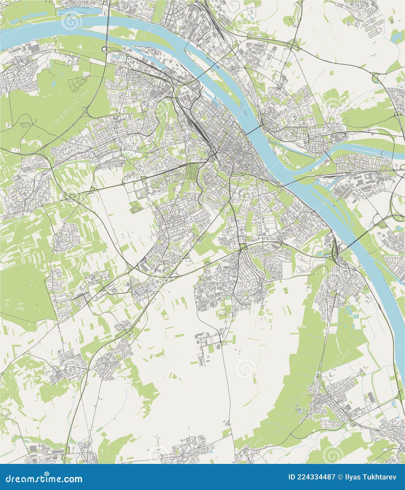 Map of the City of Mainz, Germany Stock Vector - Illustration of ...