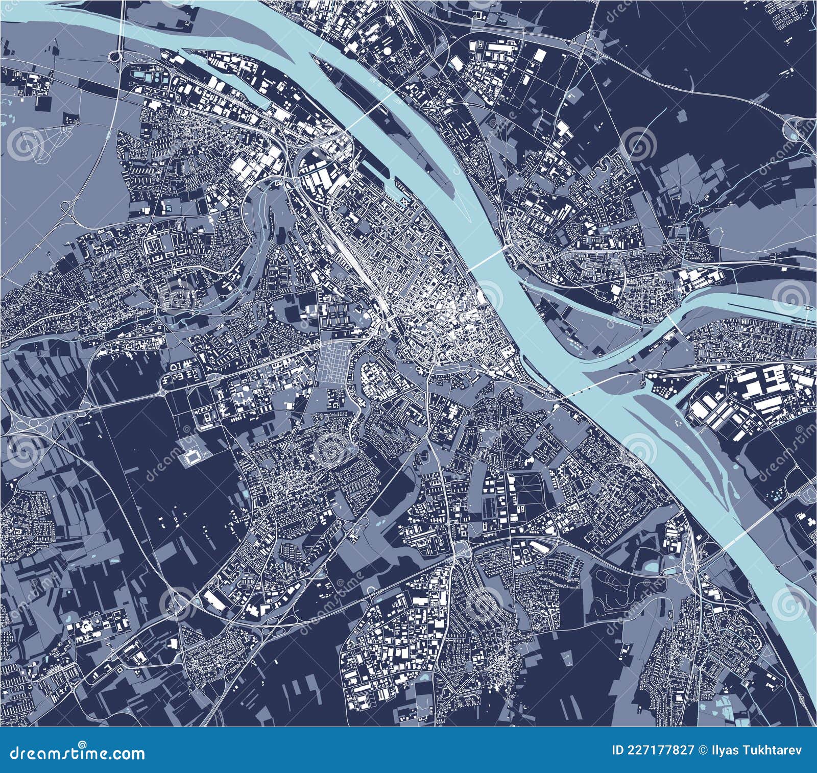 Map of the City of Mainz, Germany Stock Illustration - Illustration of ...