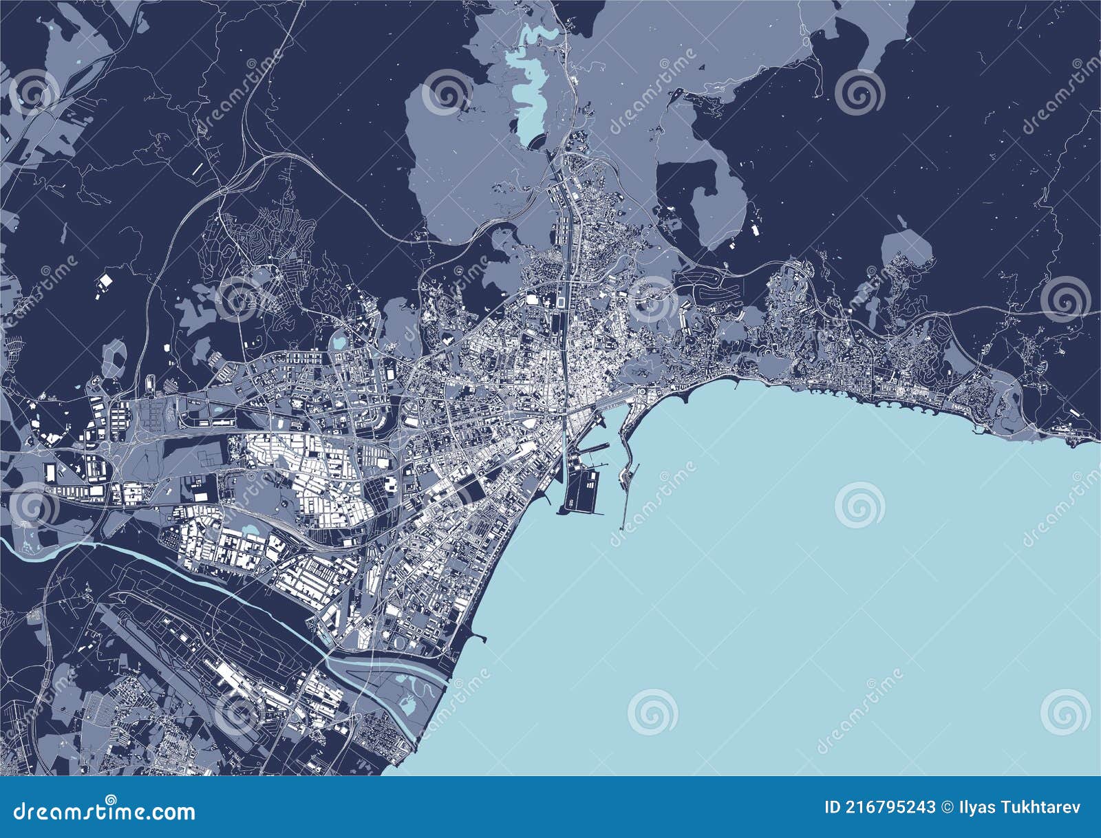 Map of the City of Malaga, Spain Stock Vector - Illustration of draft ...