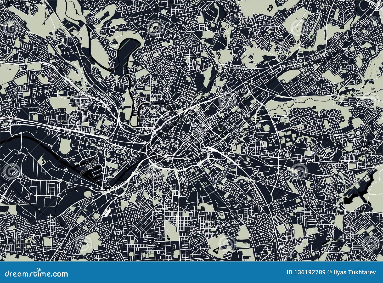 Map of the City of Manchester, England, Great Britain Stock ...