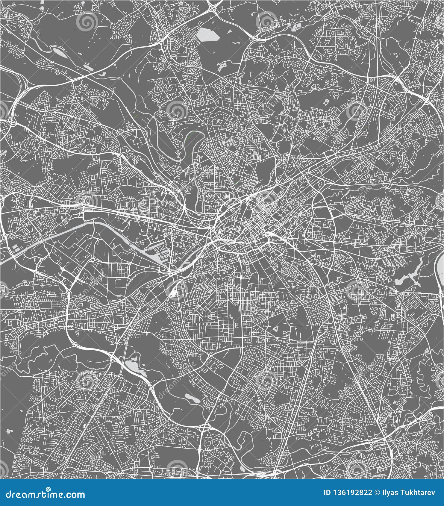 Map of the City of Manchester, England, Great Britain Stock ...