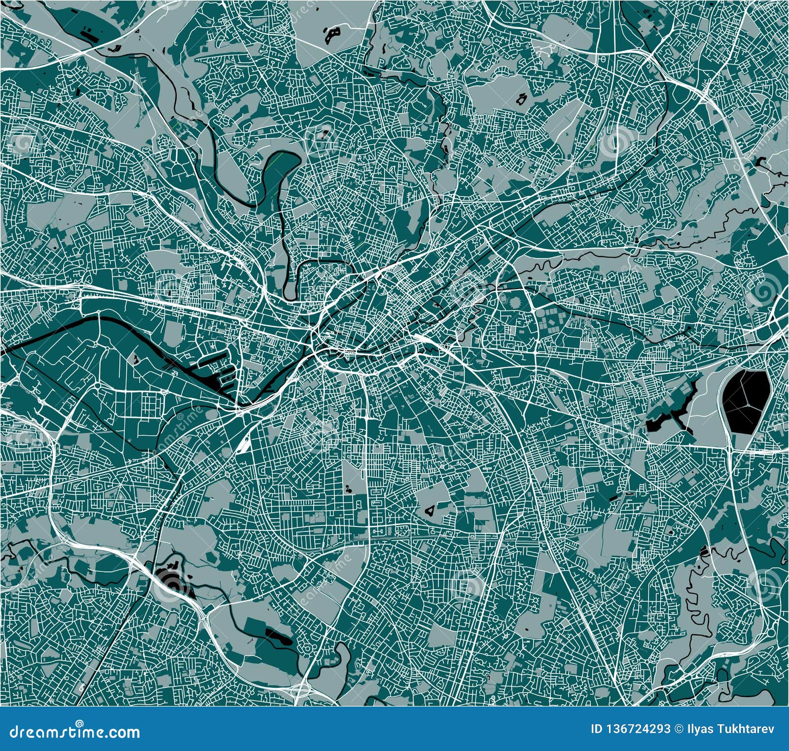Map of the City of Manchester, England, Great Britain Stock ...