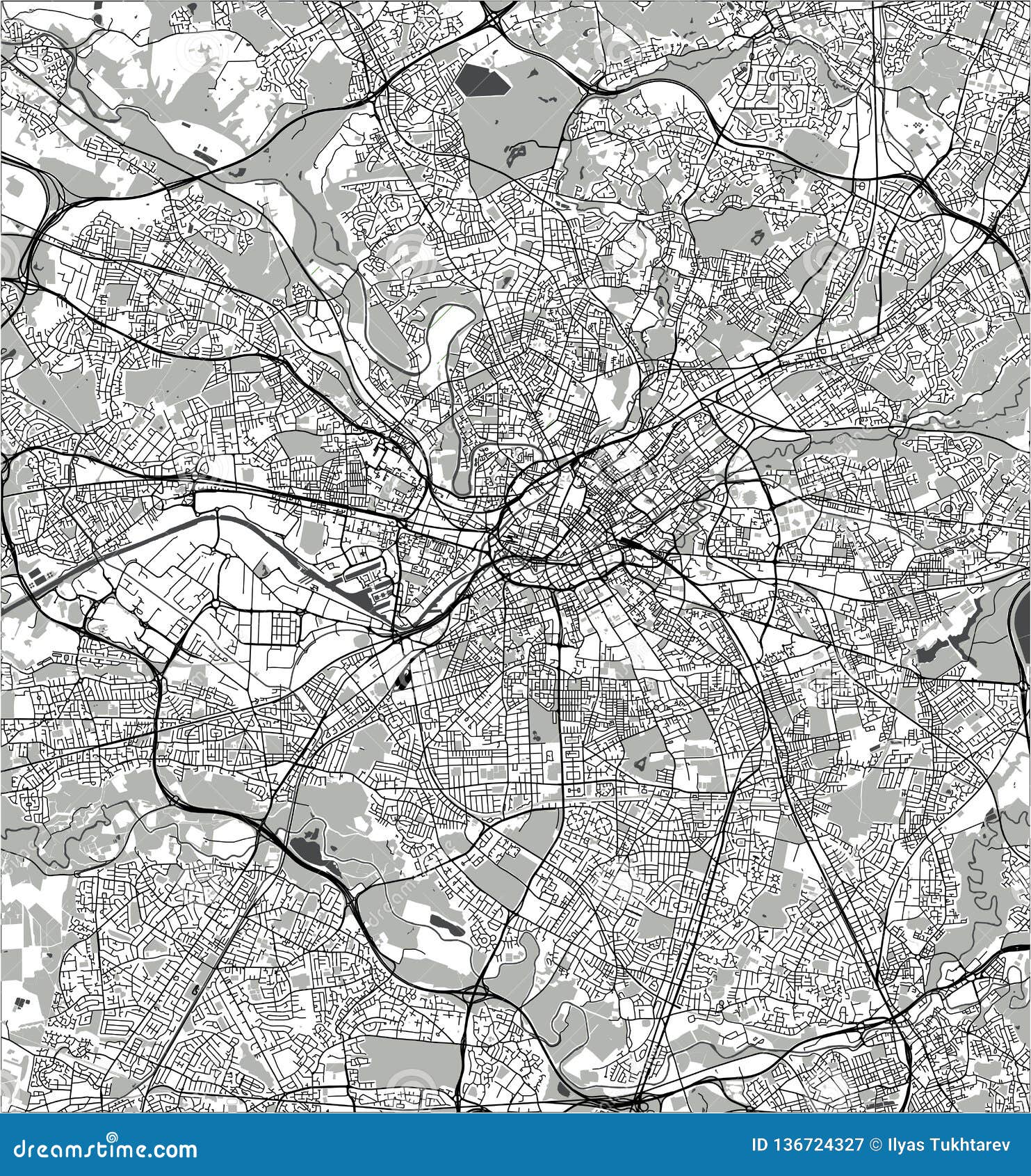Map of the City of Manchester, England, Great Britain Stock ...