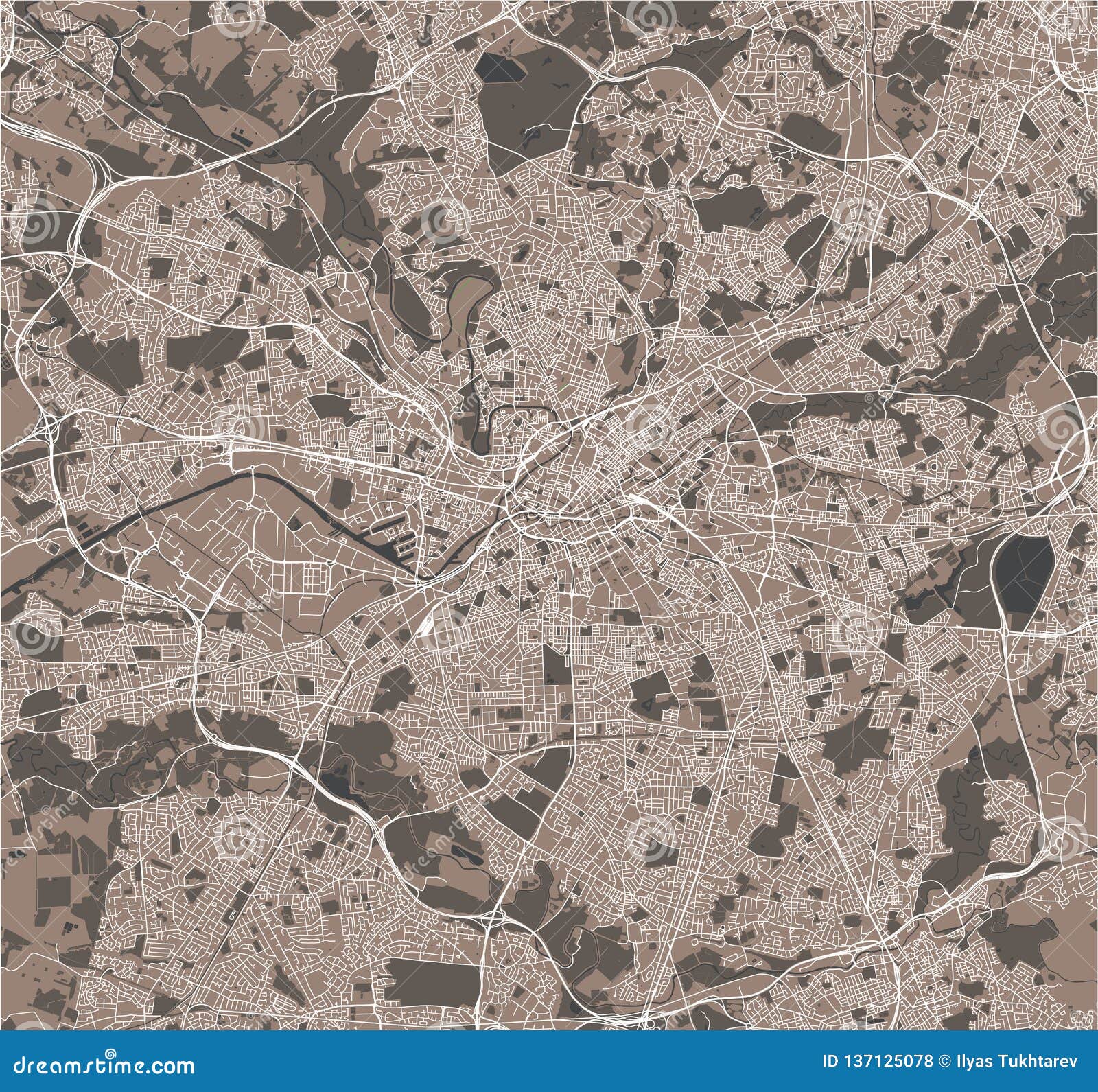 Map of the City of Manchester, England, Great Britain Stock ...