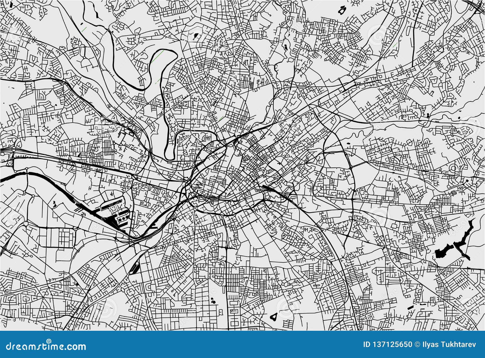 Map of the City of Manchester, England, Great Britain Stock ...