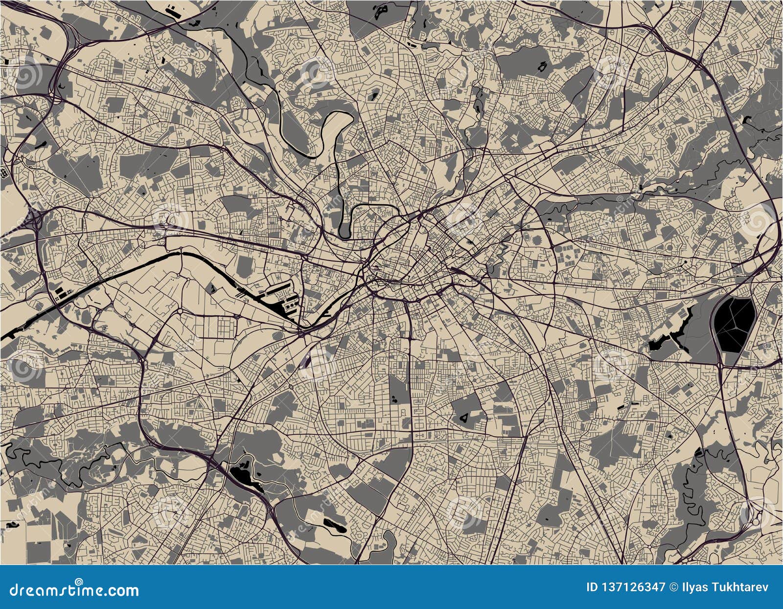 Map of the City of Manchester, England, Great Britain Stock ...