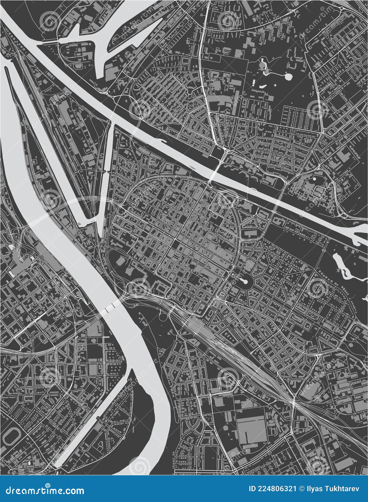 Map of the City of Mannheim, Germany Stock Vector - Illustration of ...