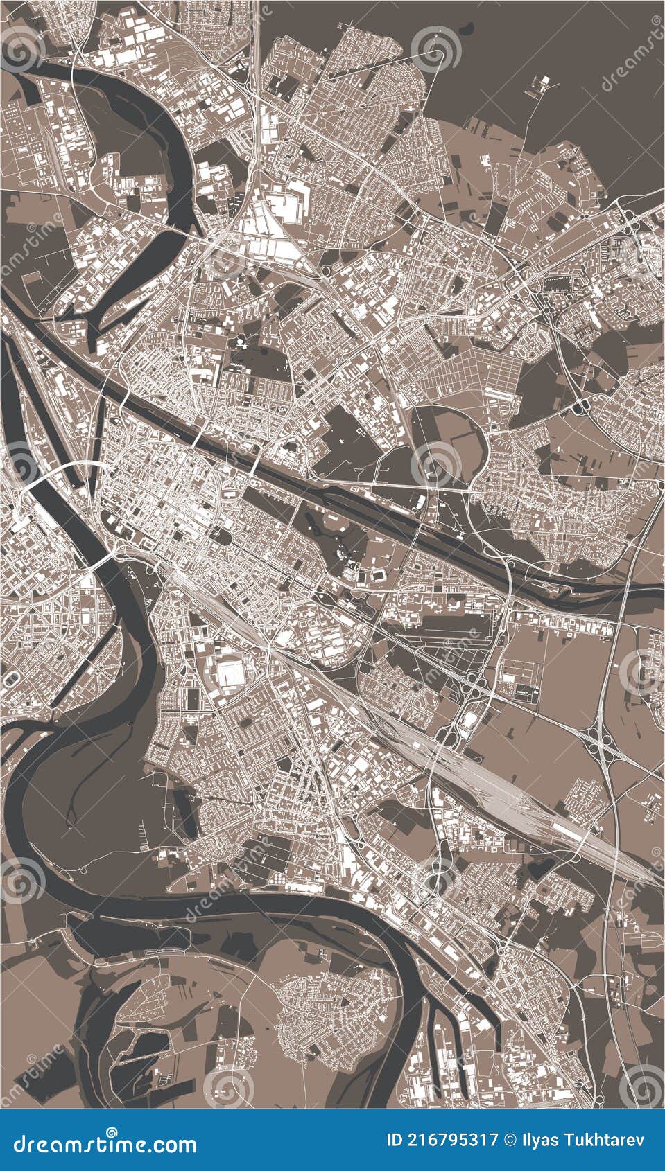 Map of the City of Mannheim, Germany Stock Image - Image of drawing ...