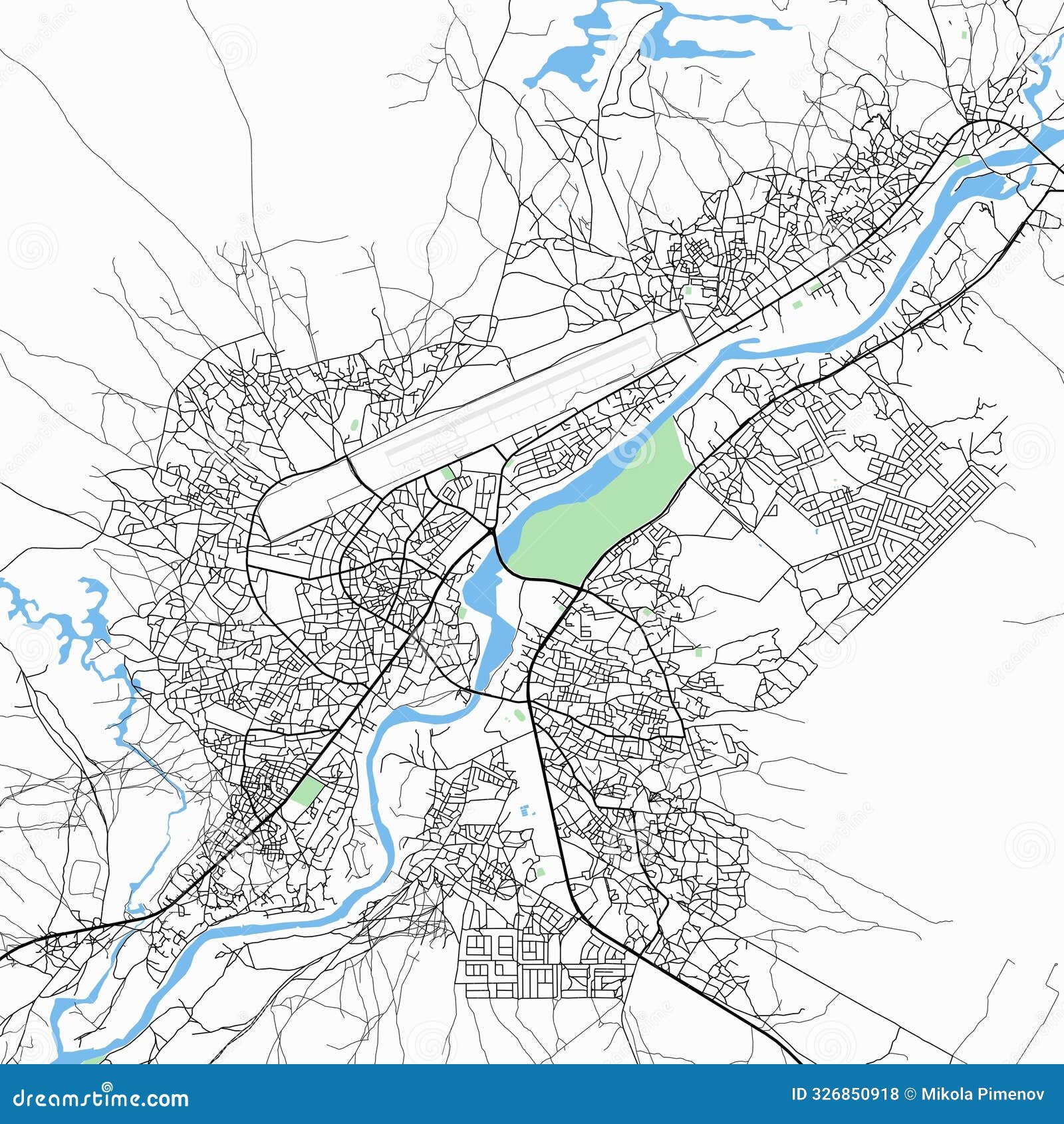 Map of the city of Maun. stock illustration. Illustration of drawing ...