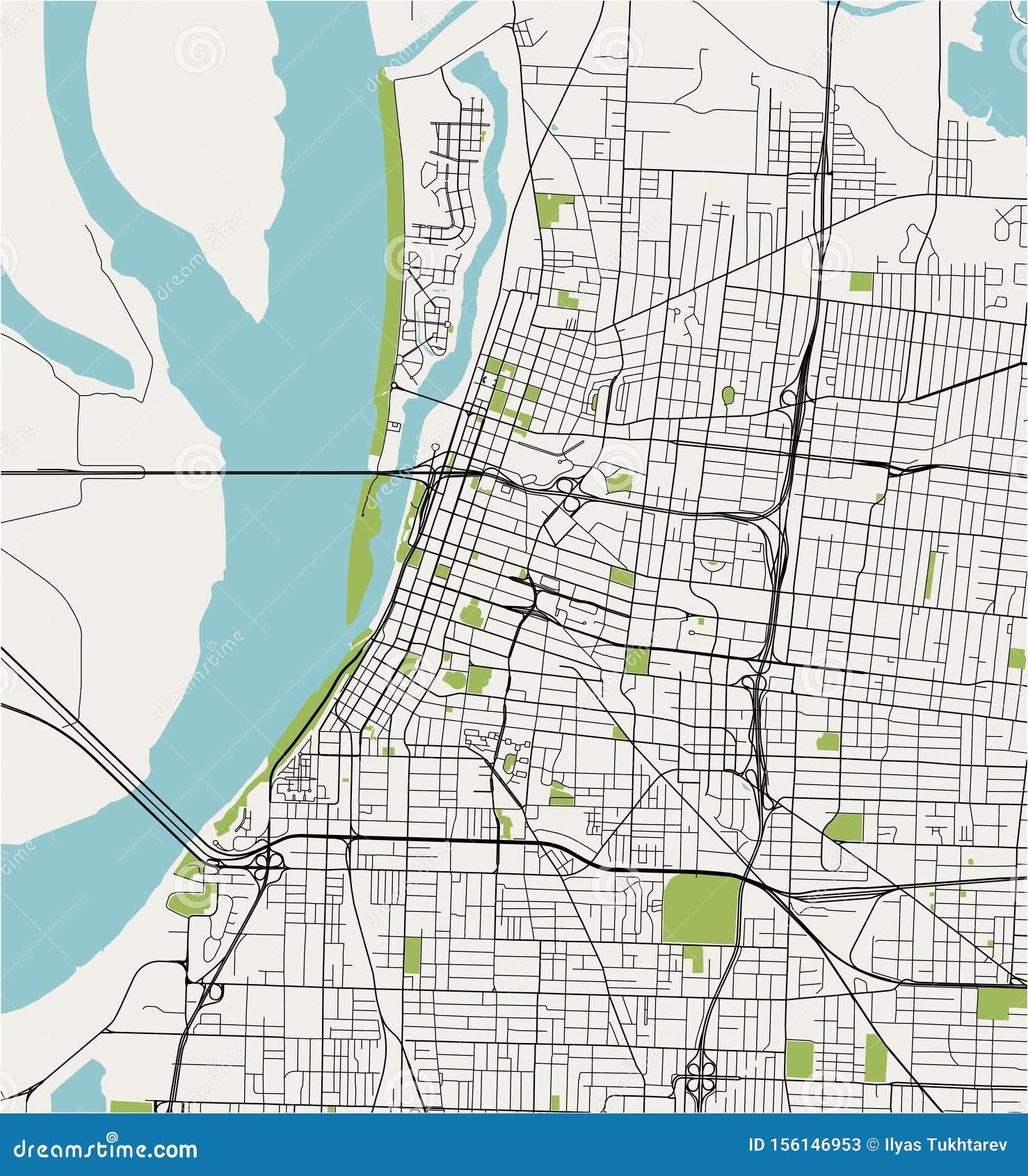 Map of the City of Memphis , Mississippi, USA Stock Illustration ...