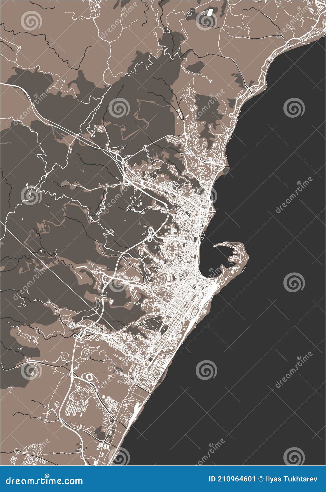 Map of the City of Messina, Sicily, Italy Stock Vector - Illustration ...