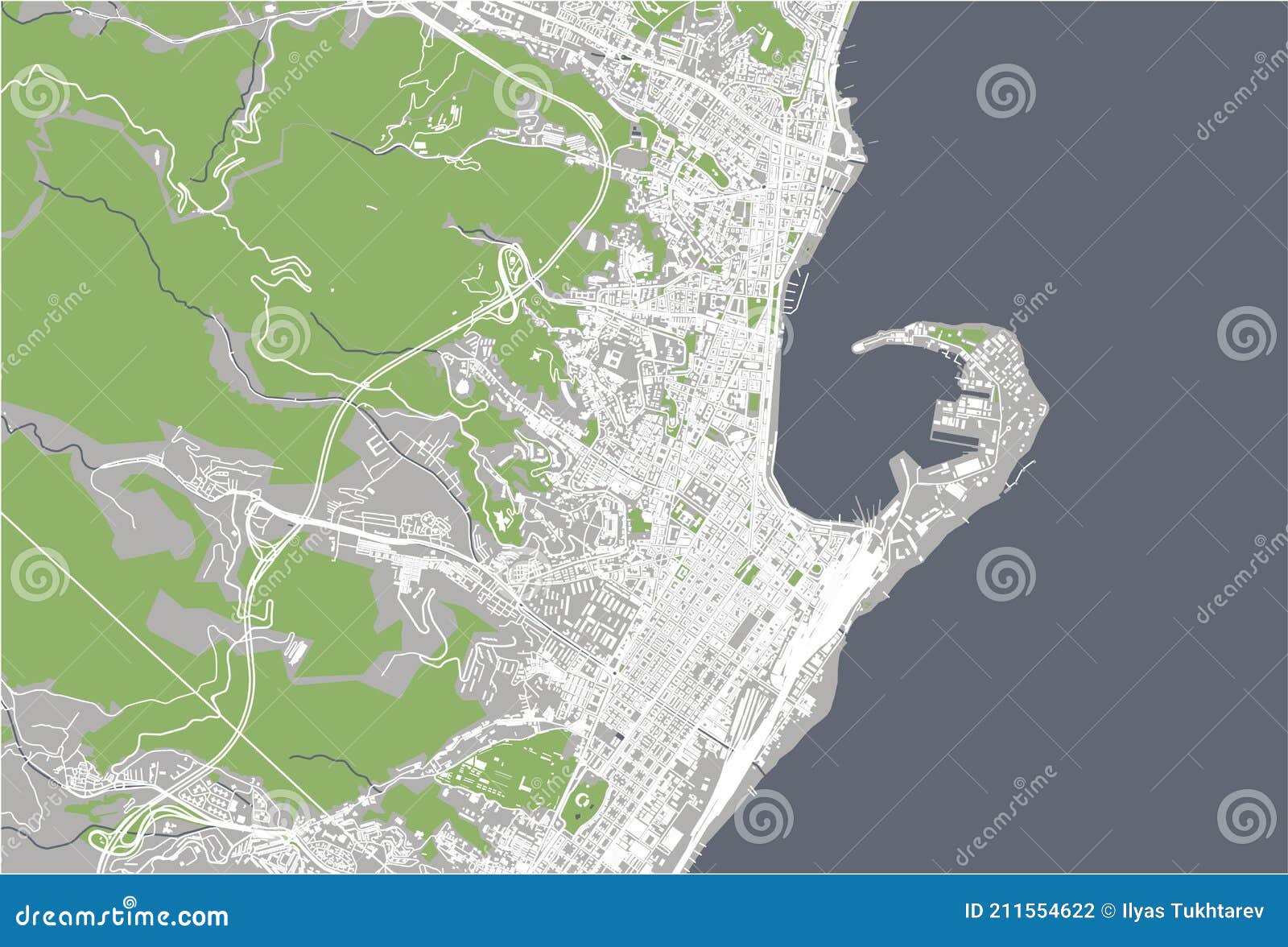 Map of the City of Messina, Sicily, Italy Stock Vector - Illustration ...