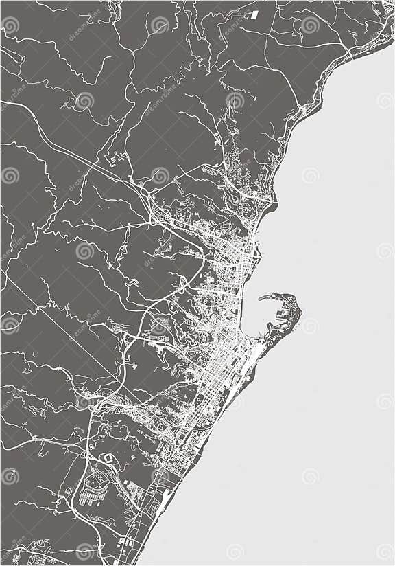 Map of the City of Messina, Sicily, Italy Stock Vector - Illustration ...