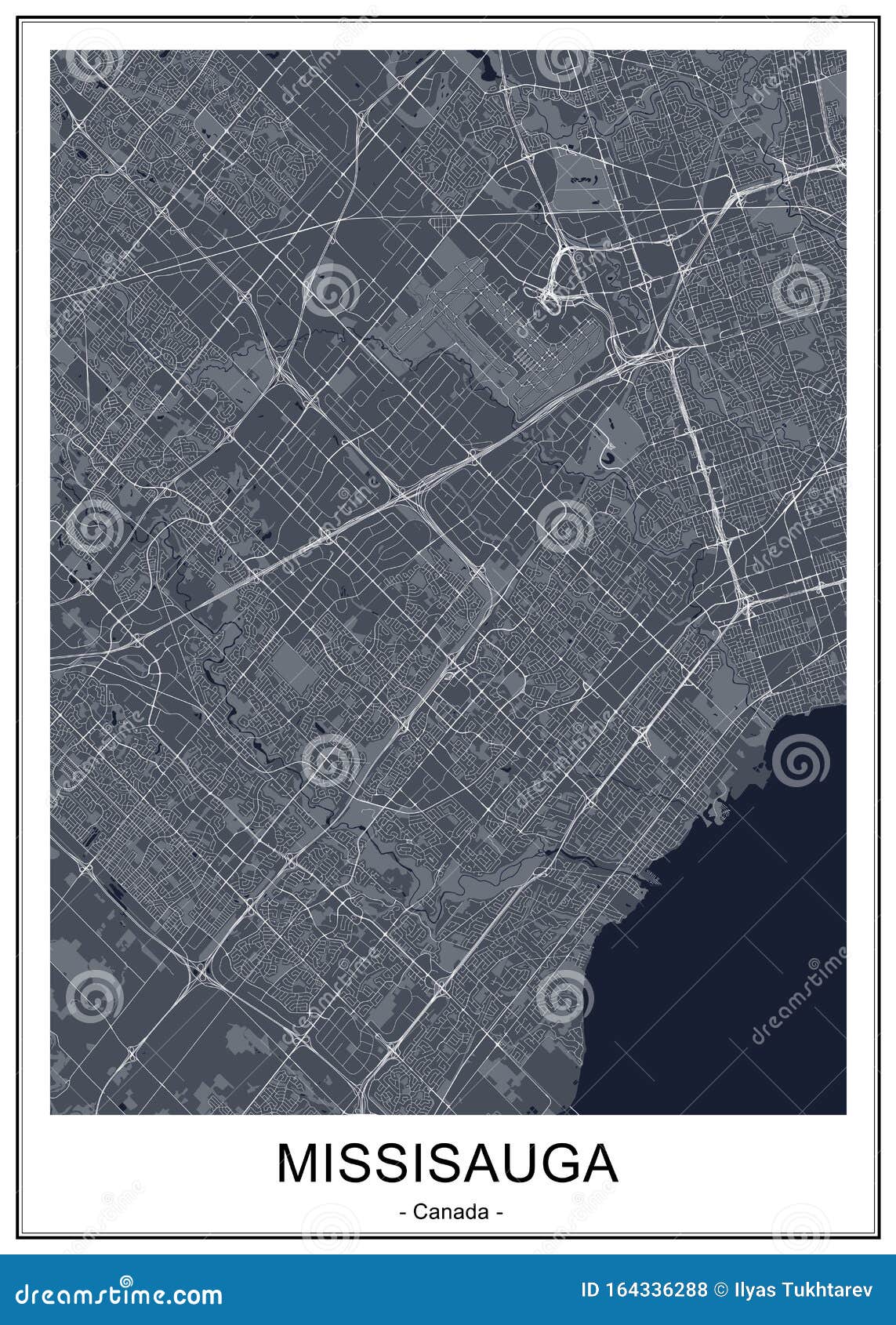 Map of the City of Mississauga, Canada Stock Illustration ...