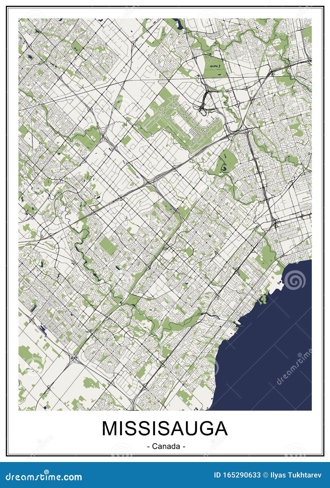 Map of the City of Mississauga, Canada Stock Illustration ...