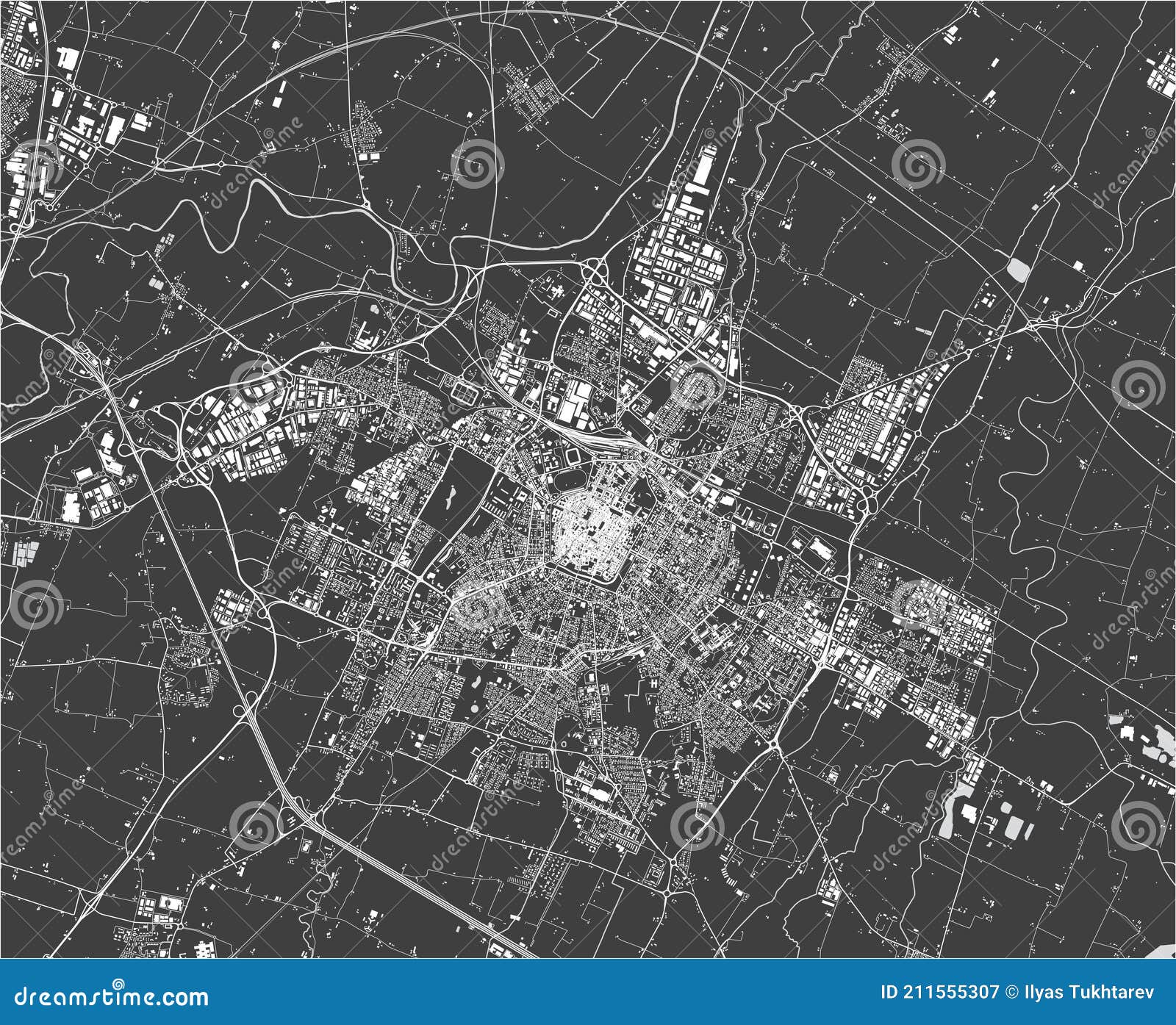 Map of the City of Modena, Emilia-Romagna, Italy Stock Vector ...