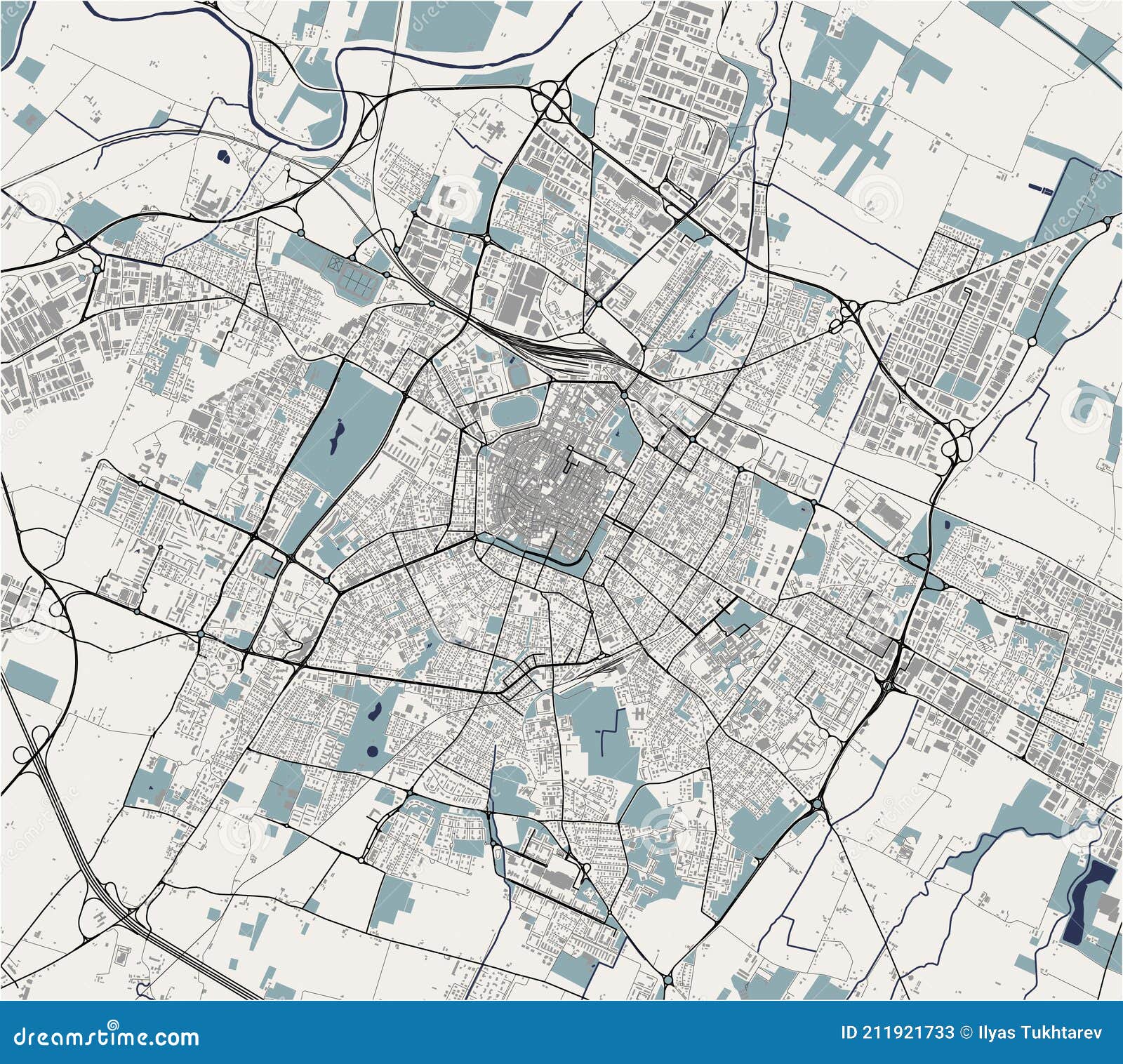 Map of the City of Modena, Emilia-Romagna, Italy Stock Vector ...