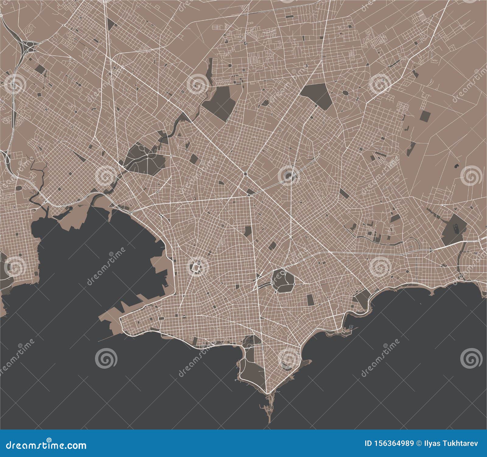 Map of the City of Montevideo, Uruguay, South America Stock ...