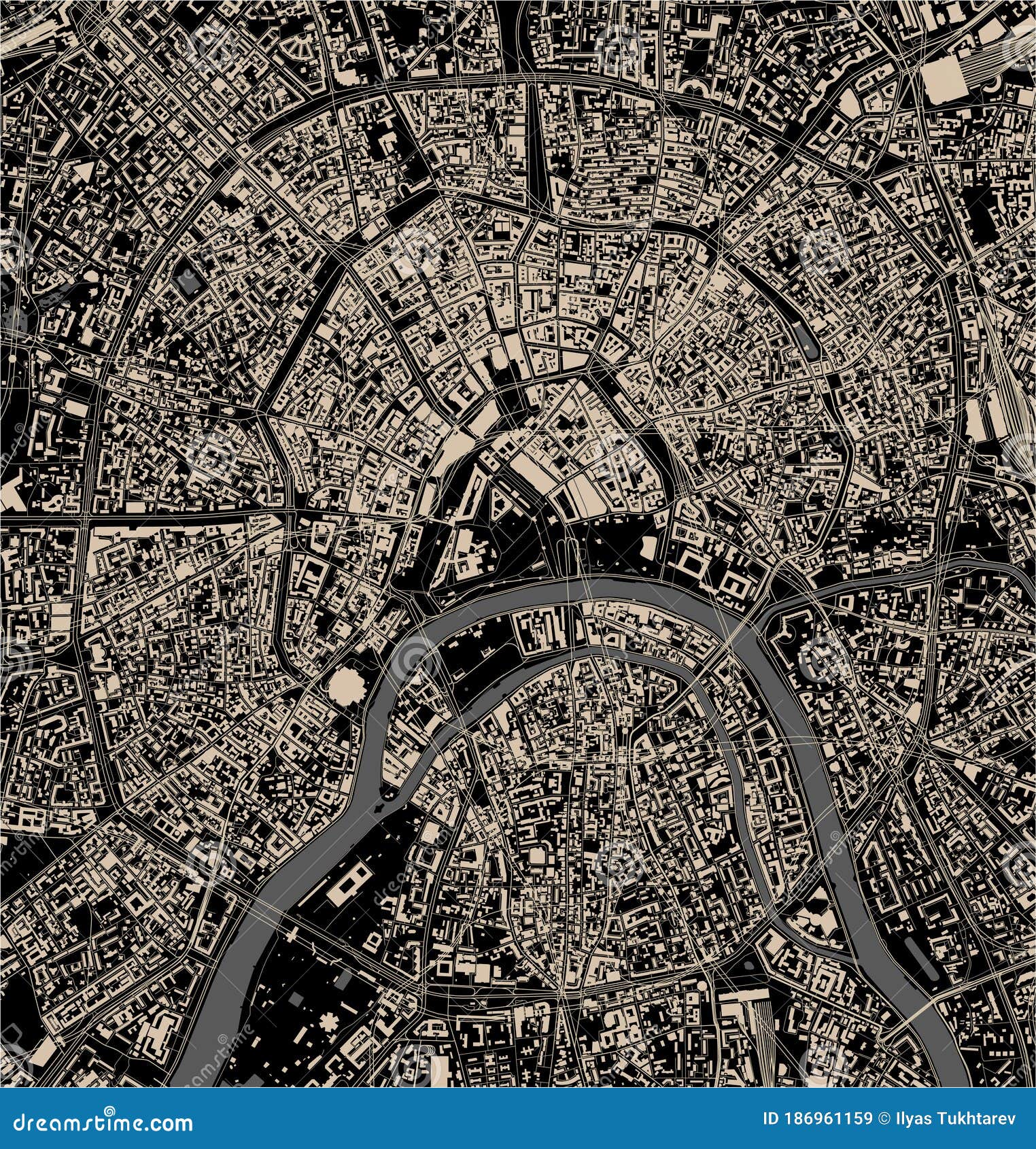 Map of the City of Moscow, Russia Stock Vector - Illustration of ...