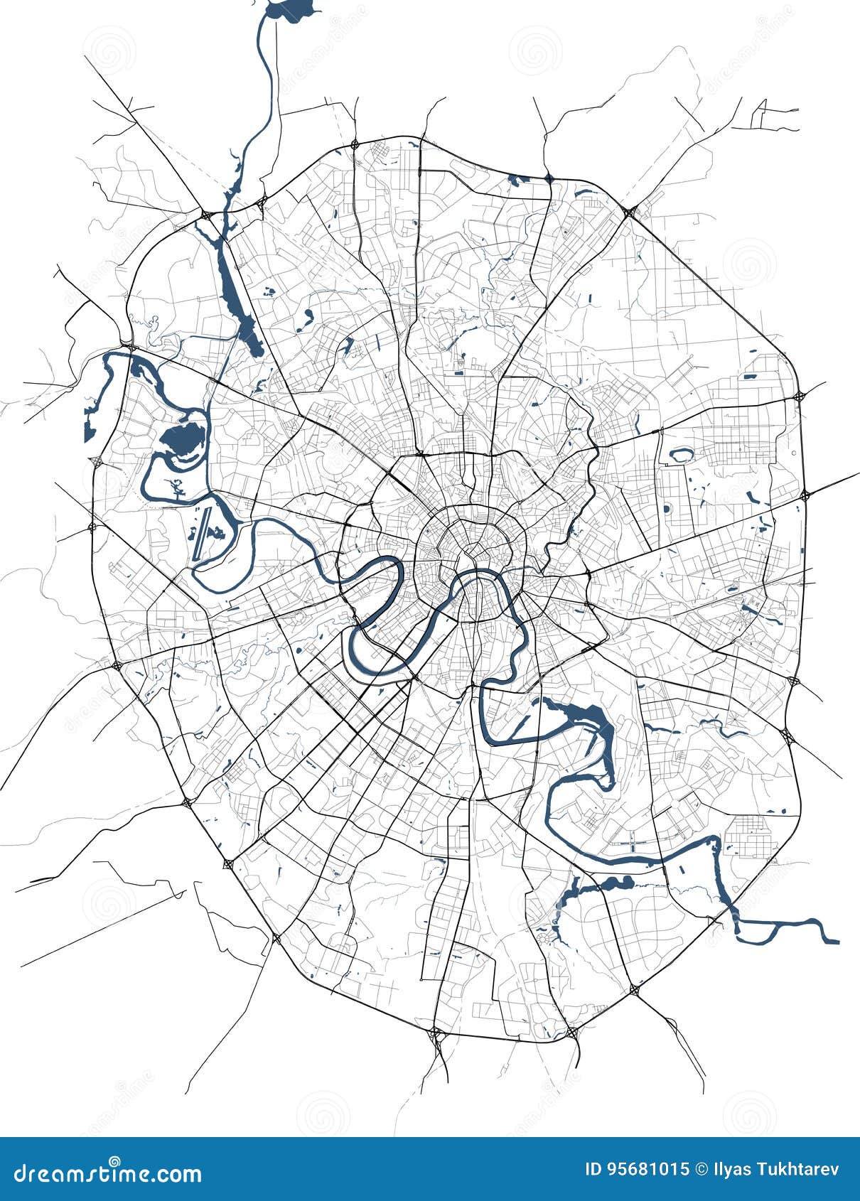 Map of the City of Moscow, Russia Stock Vector - Illustration of design ...