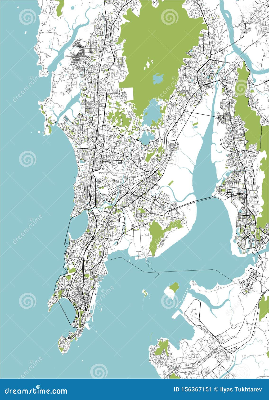 Map of the City of Mumbai, Indian State of Maharashtra Stock ...