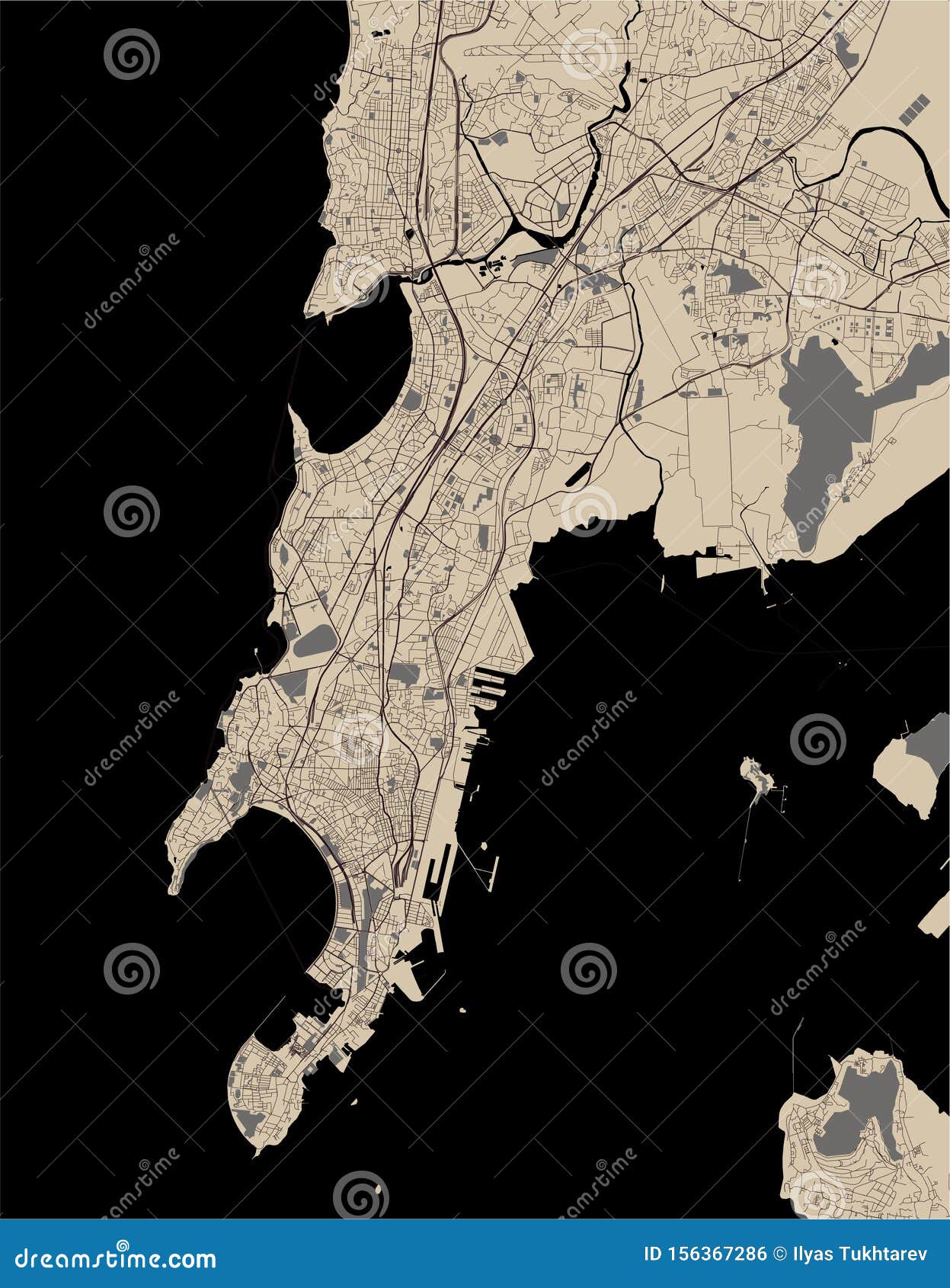 Map of the City of Mumbai, Indian State of Maharashtra Stock ...