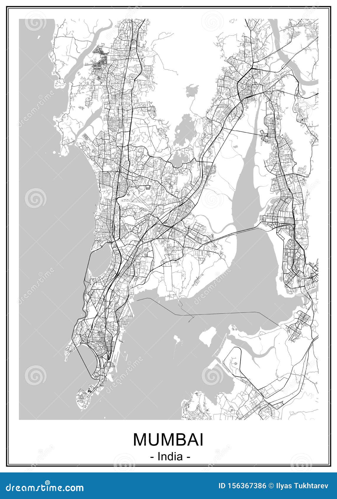 Map of the City of Mumbai, Indian State of Maharashtra Stock ...
