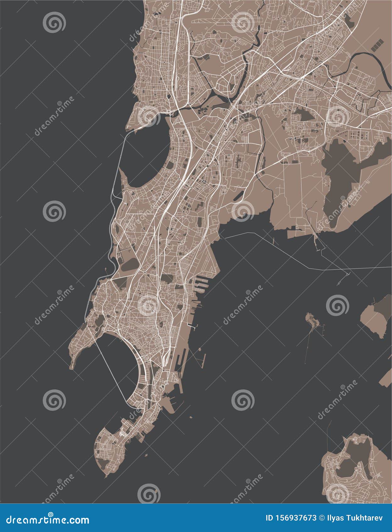 Map of the City of Mumbai, Indian State of Maharashtra Stock ...