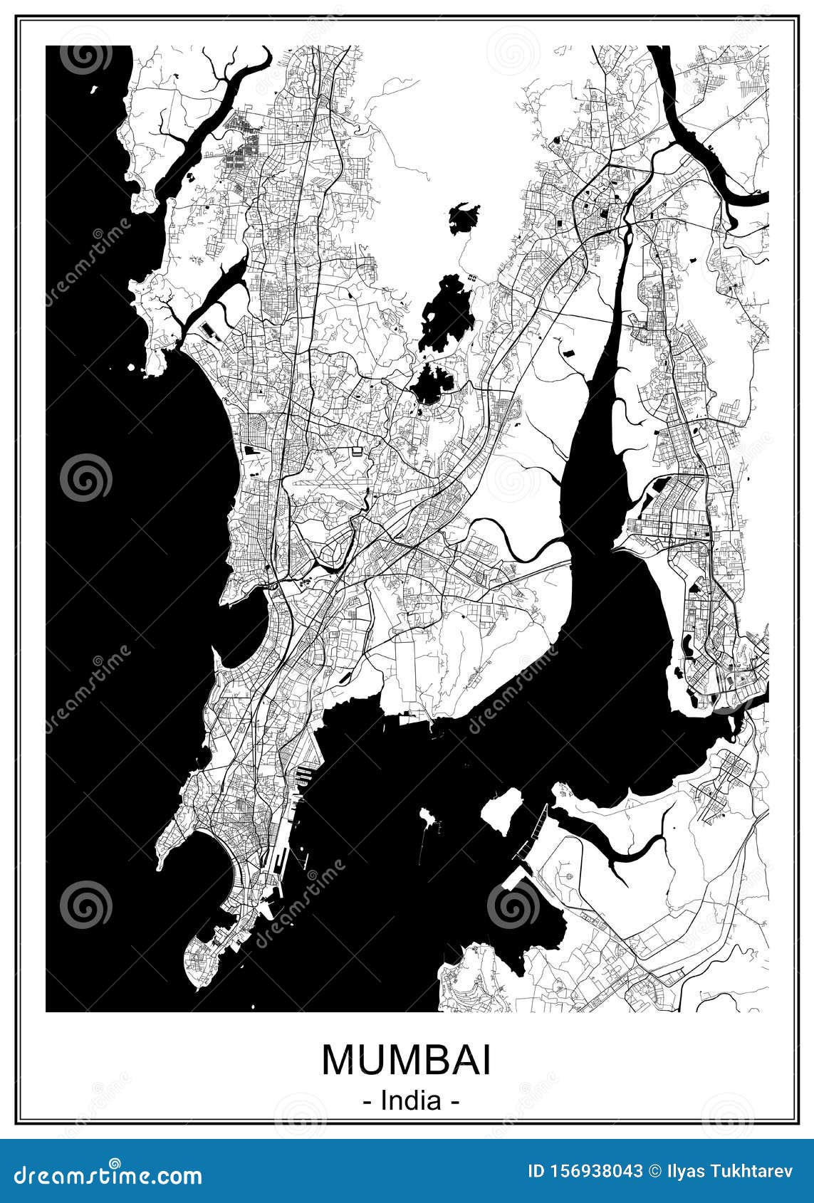 Map of the City of Mumbai, Indian State of Maharashtra Stock ...