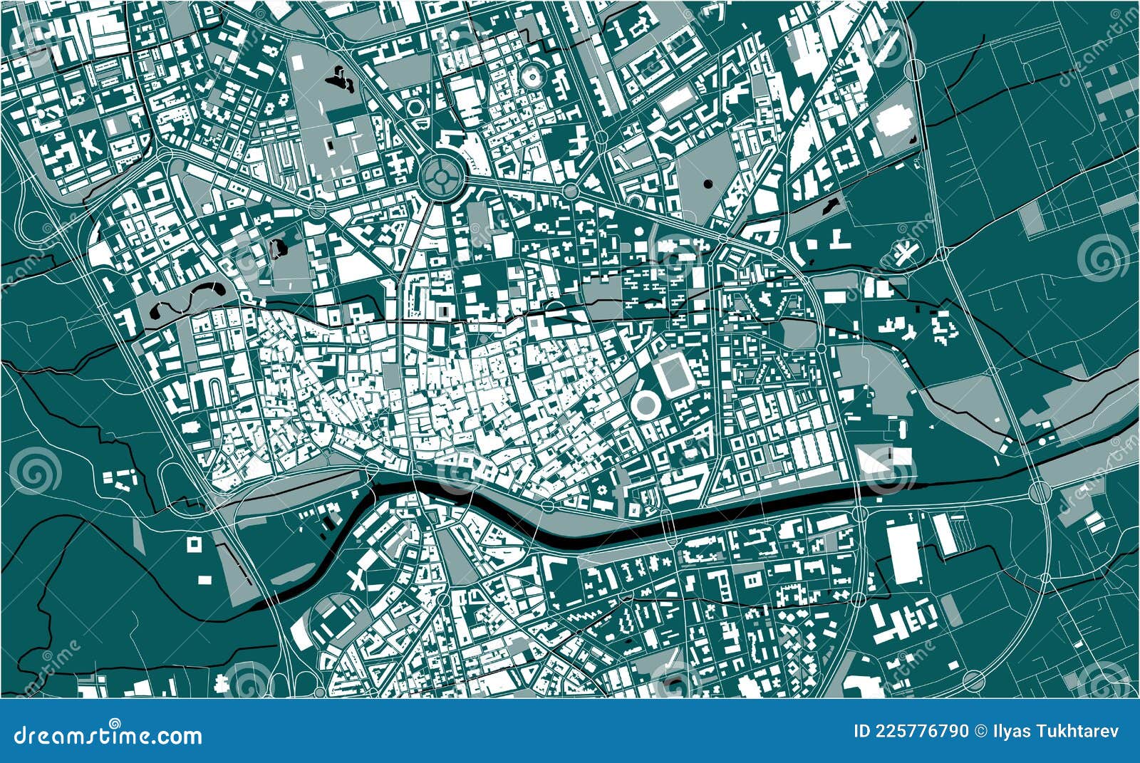 Map of the City of Murcia, Spain Stock Vector - Illustration of park ...