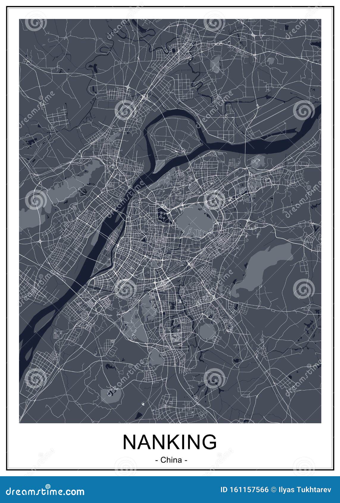 Map of the City of Nanking, China Stock Vector - Illustration of ...