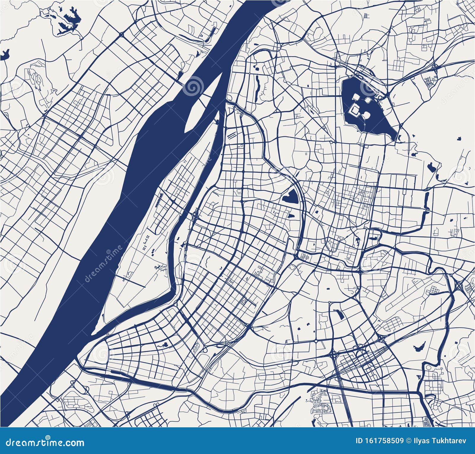 Map of the City of Nanking, China Stock Illustration - Illustration of ...