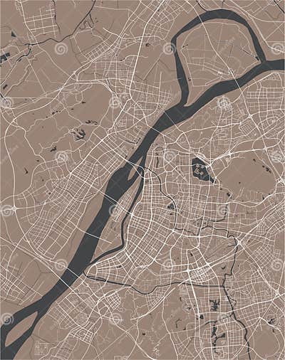 Map of the City of Nanking, China Stock Illustration - Illustration of ...