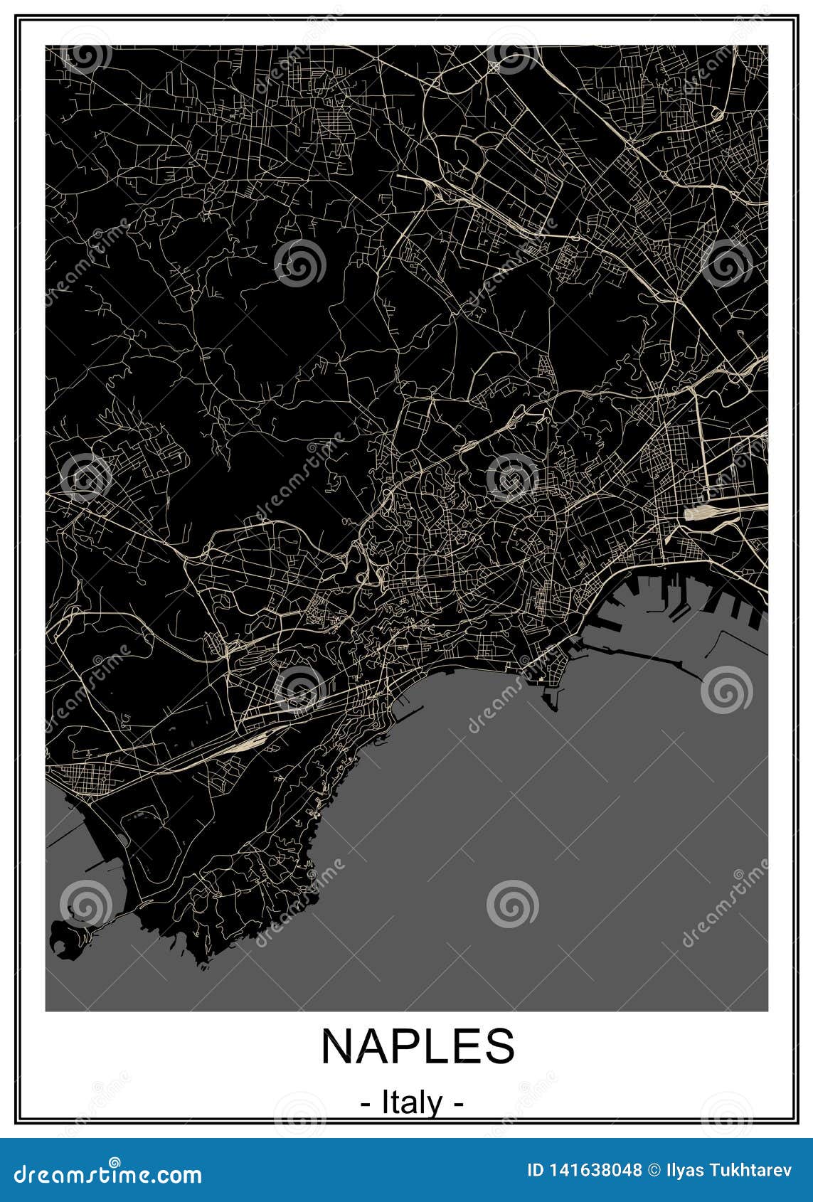 City Map Naples, Travel Vector Poster Design | CartoonDealer.com #162566131