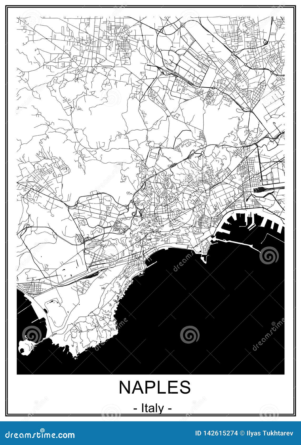 City Map Naples, Travel Vector Poster Design | CartoonDealer.com #162566131