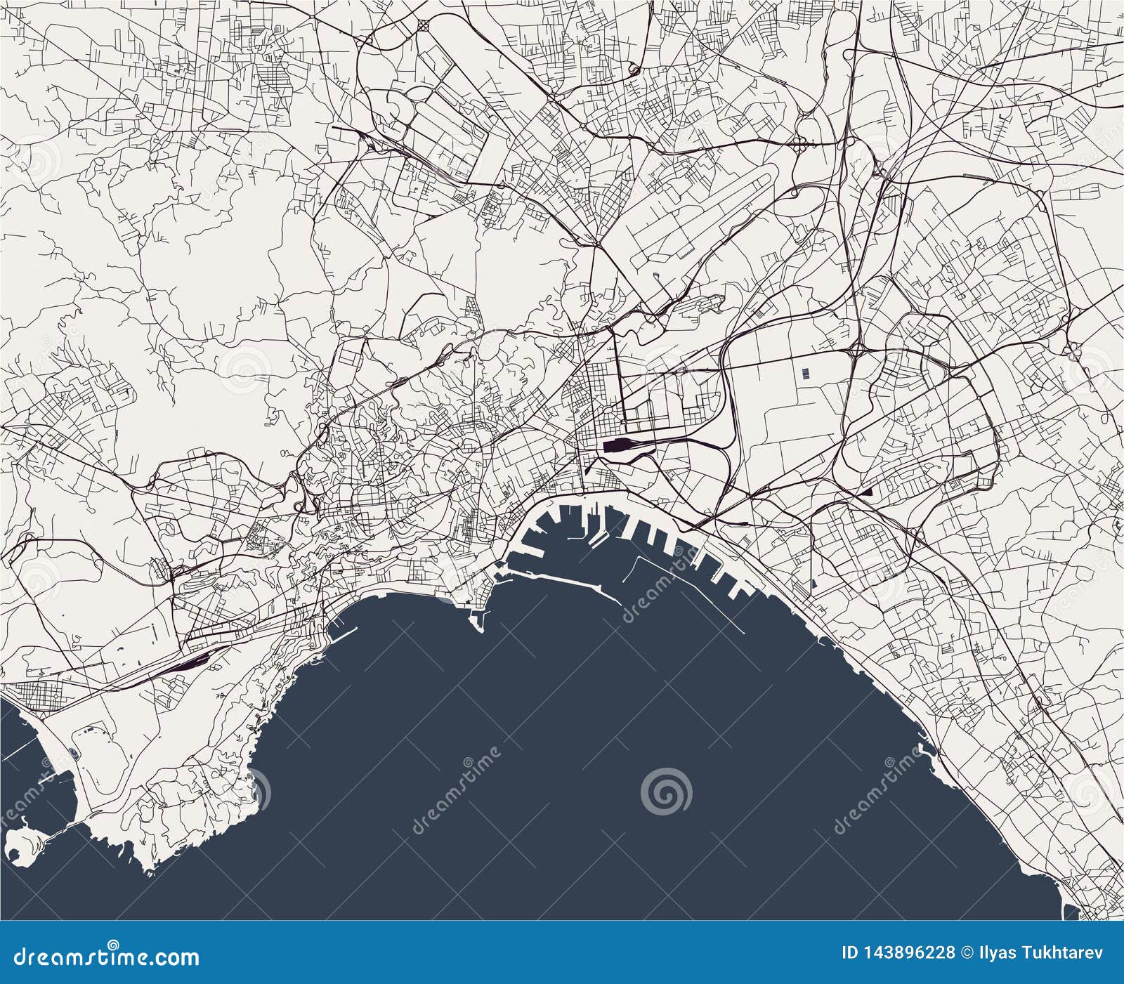 City Map Naples, Travel Vector Poster Design | CartoonDealer.com #162566131