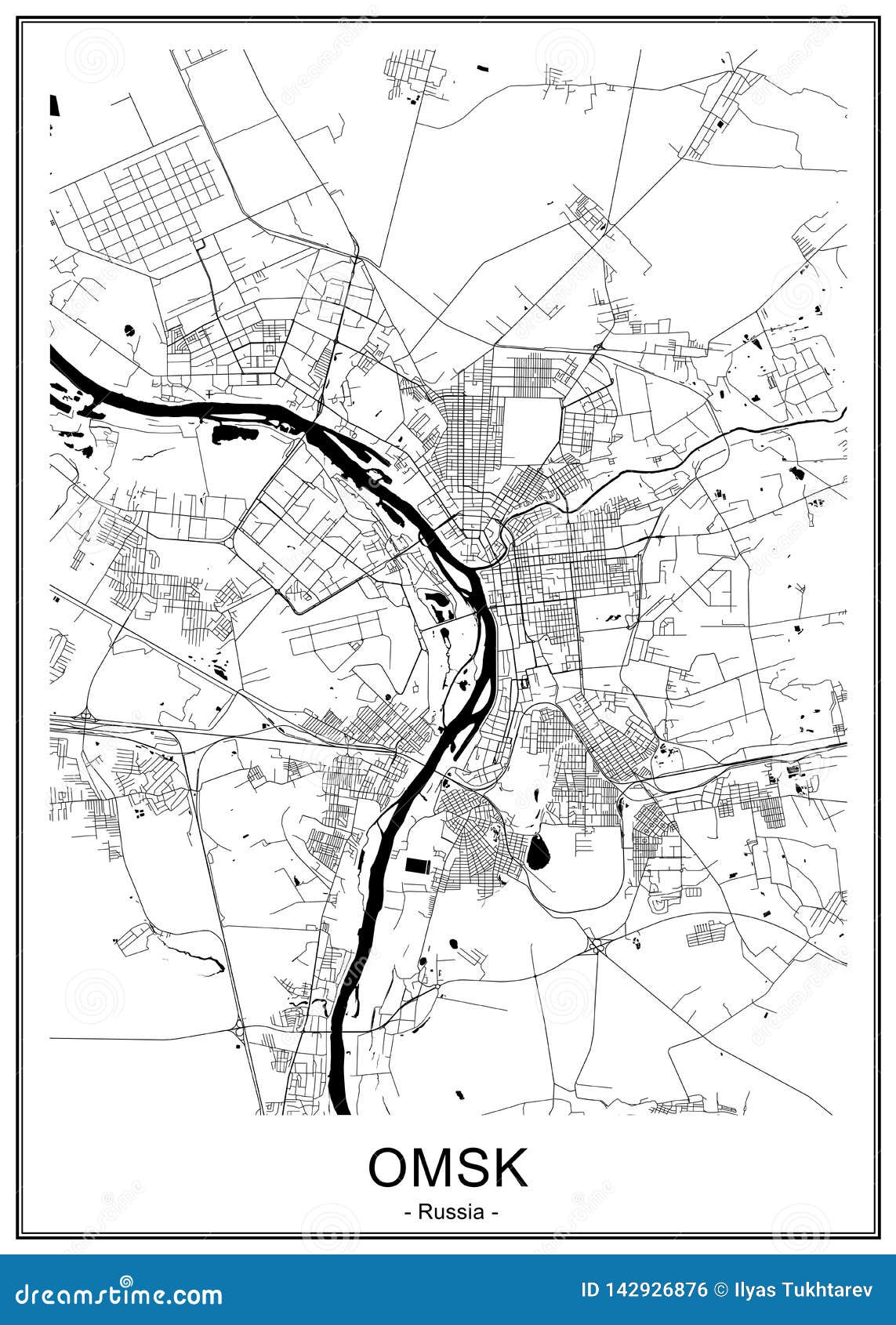 Omsk Russia City Skyline Vector Silhouette | CartoonDealer.com #138558849