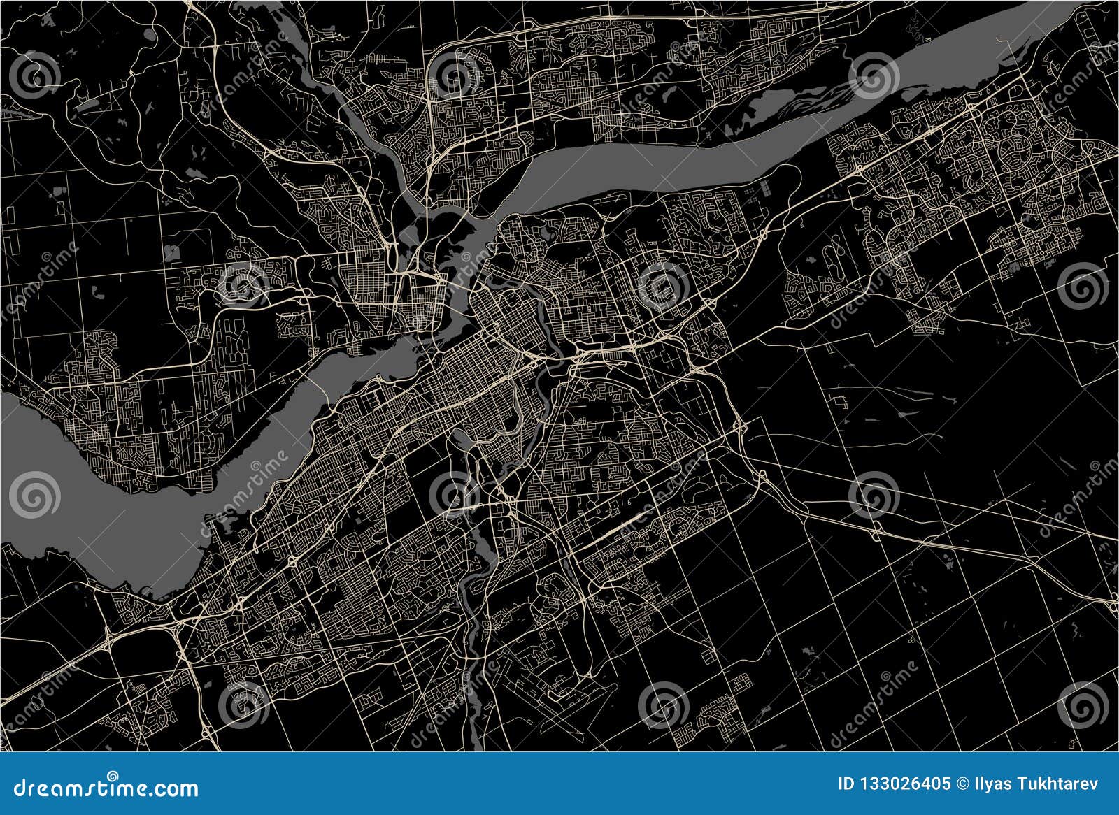 Map of the City of Ottawa, Ontario, Canada Stock Illustration ...