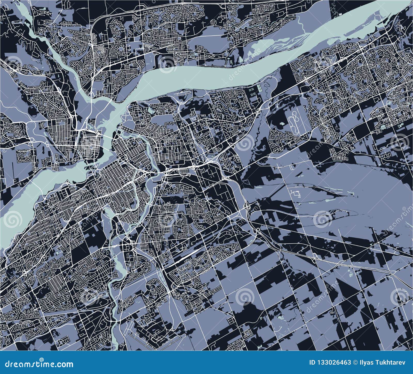 Map of the City of Ottawa, Ontario, Canada Stock Illustration ...