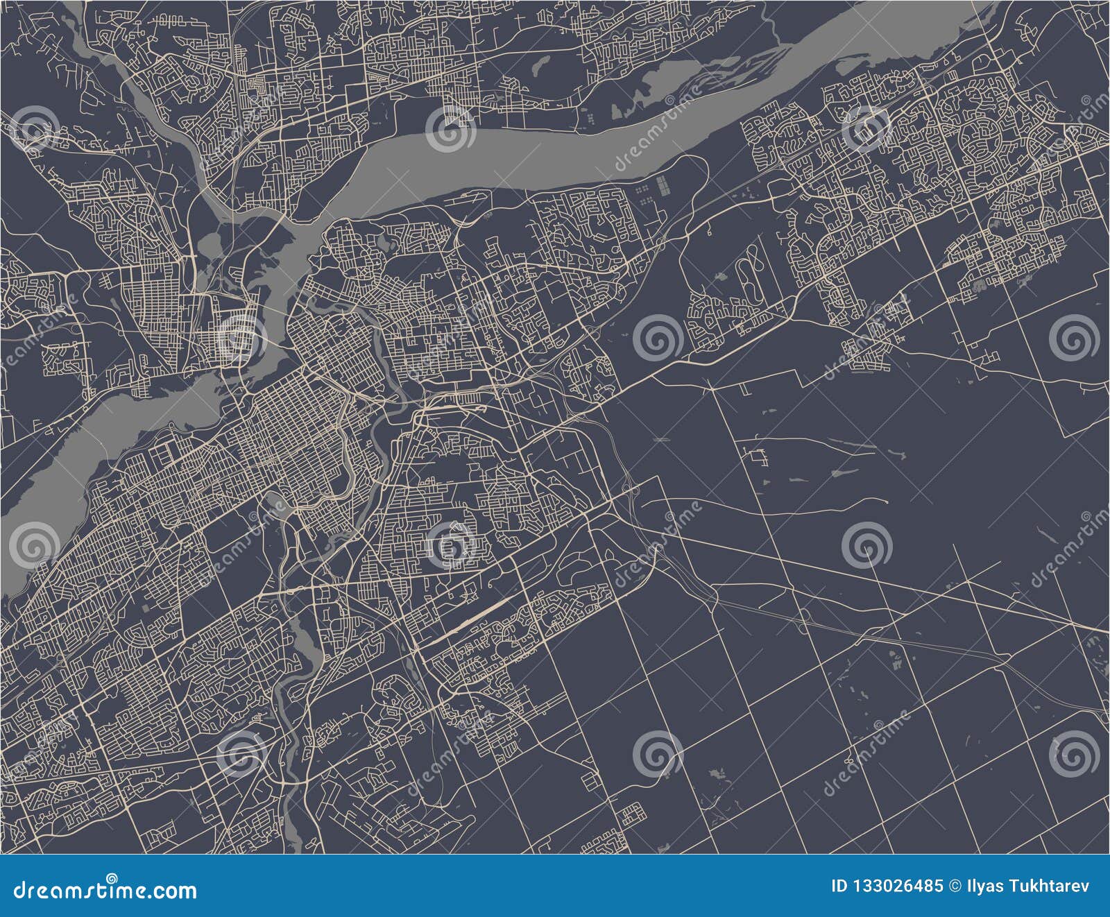 Map of the City of Ottawa, Ontario, Canada Stock Illustration ...