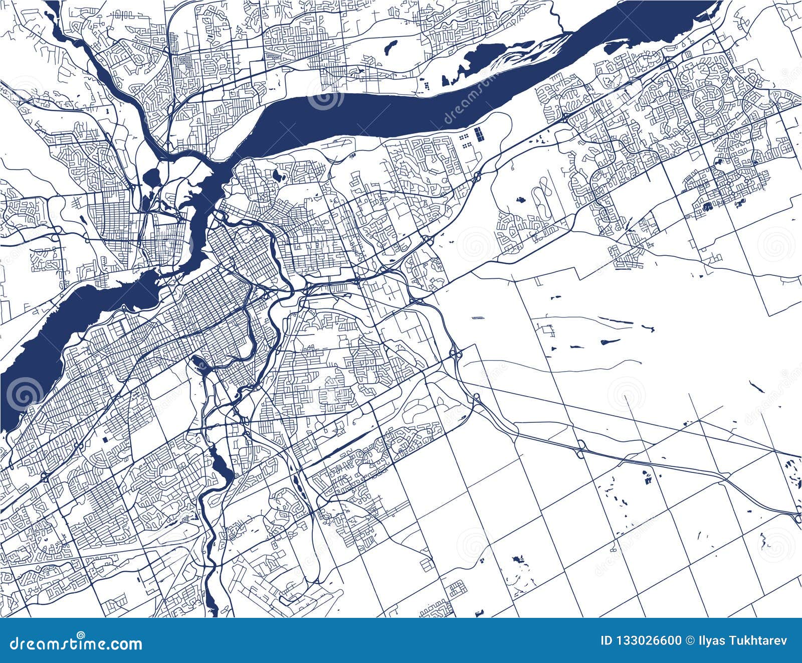 Map of the City of Ottawa, Ontario, Canada Stock Illustration ...