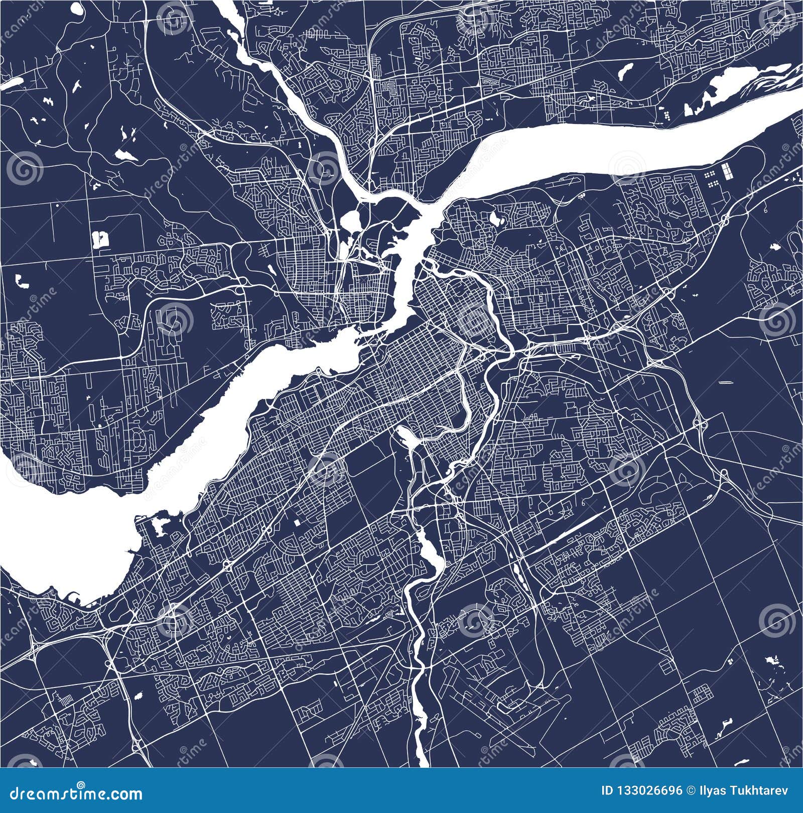 Map of the City of Ottawa, Ontario, Canada Stock Illustration ...